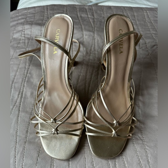 Carvela | Shoes | Carvela Gold Metallic Strappy Heels 3875 | Poshmark
